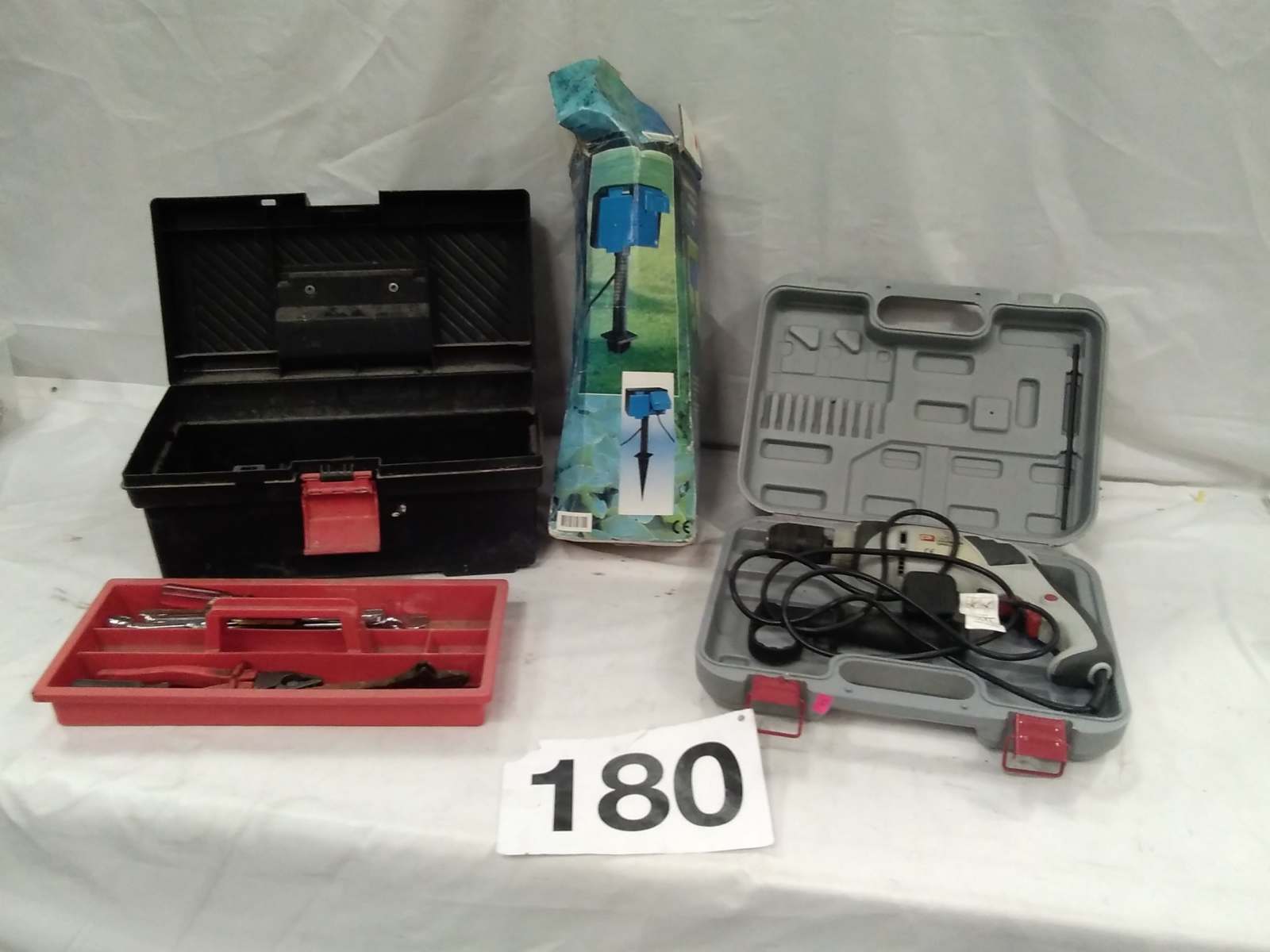 lot 180 tool box & contents, hammer drill & garden socket – Hill's ...